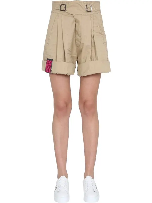 Dsquared2 Cargo Shorts With Belted Waist - Cream