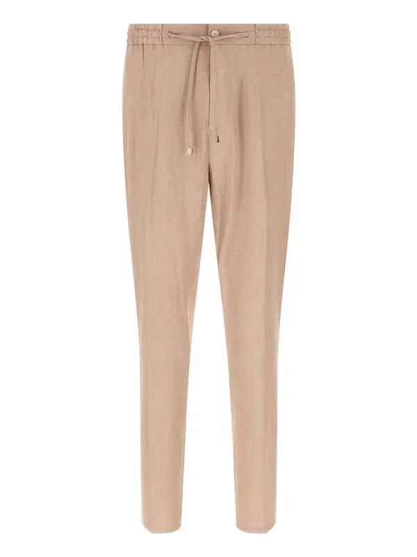 Etro Flamed Linen Blend Twill Joggers - Cream
