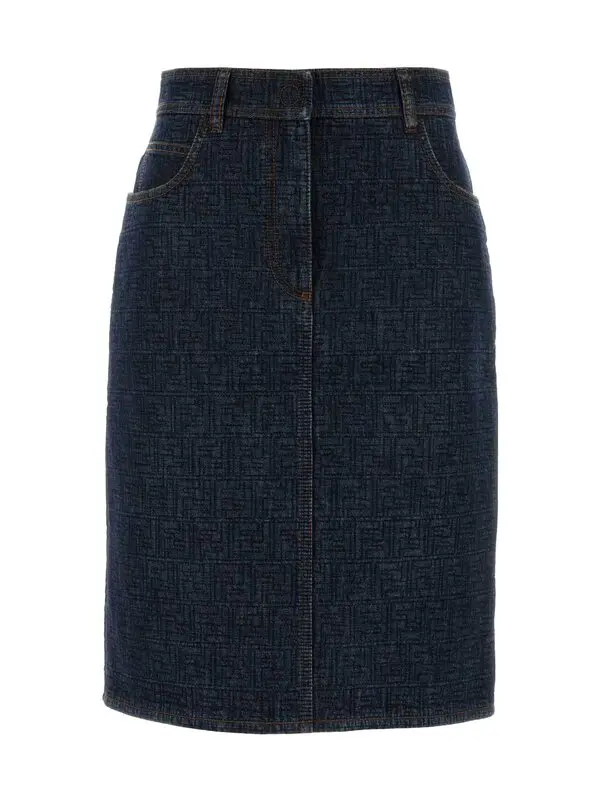 Fendi Denim Monogram Skirt - Blue