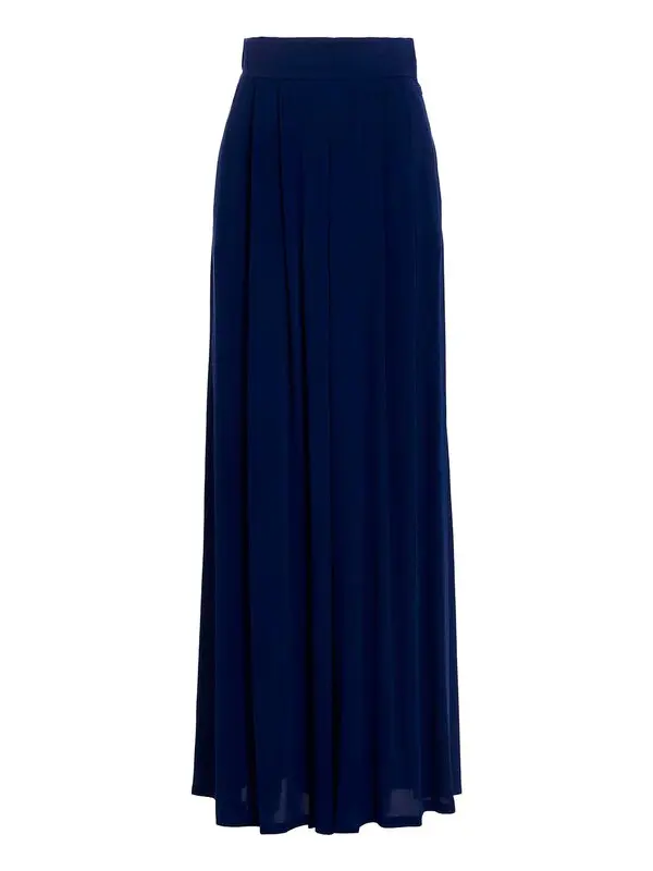 Max Mara Cimone Silk Wide Leg Pants - Blue
