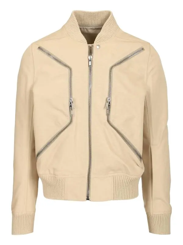 Rick Owens Heizer Flight Jacket In Organic Cotton - Cream