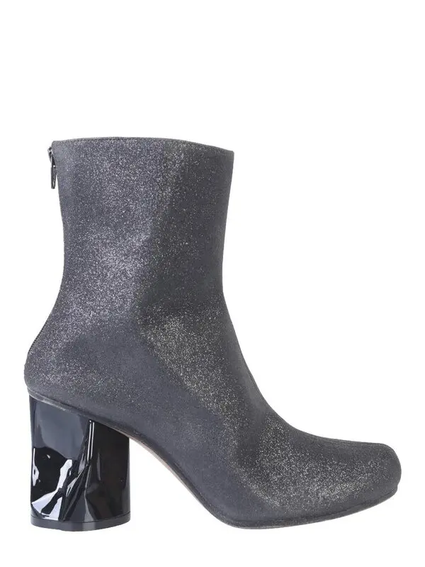 MAISON MARGIELA Glitter Ankle Boots With Sculptural Heel - Black