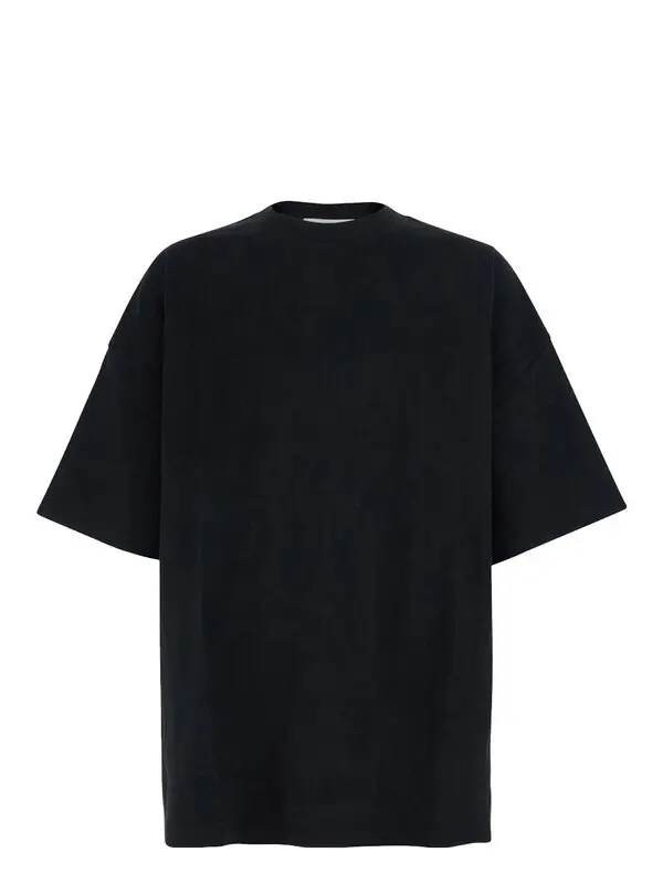 Fear Of God Black Crew Neck T-shirt With Tone-on-tone Logo Lettering Embroidery On The Front In Cotton For - Multicolor
