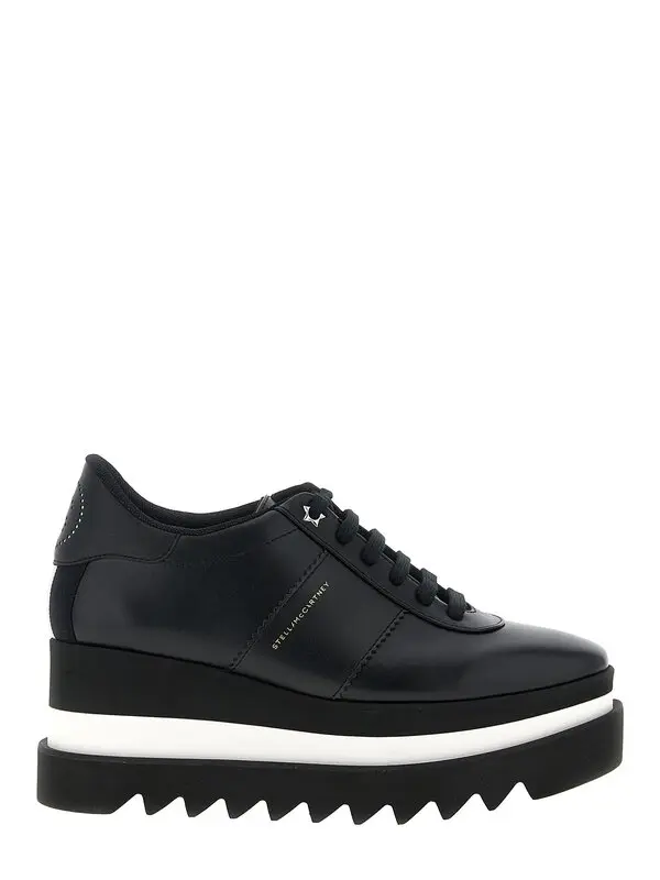 Stella McCartney Elyse Lace-up Sneakers With Serrated Rubber Sole - Black