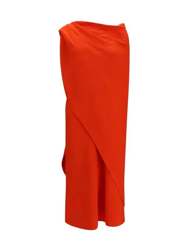 Balenciaga Draped Silk Midi Dress - Red