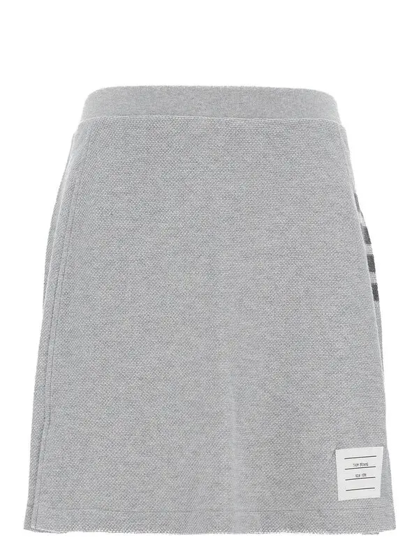 Thom Browne Pleated Cotton Mini Skirt With Grosgrain Ribbon Detail - Multicolor