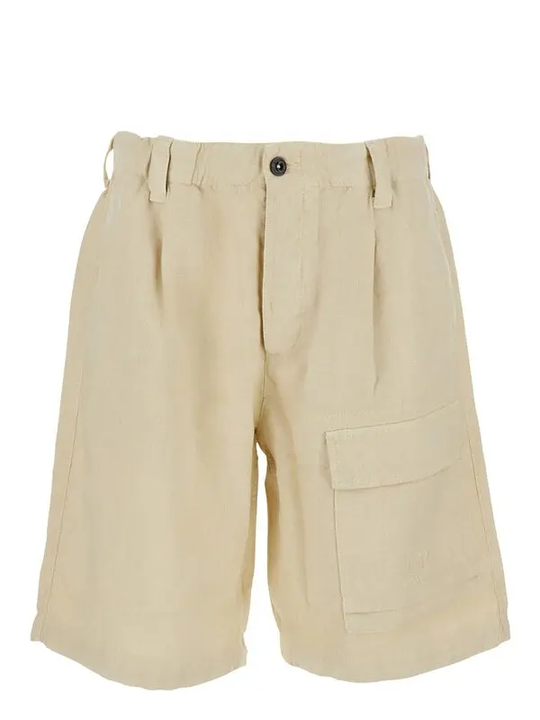 C.P. COMPANY Linen Shorts With Side Pockets - Multicolor