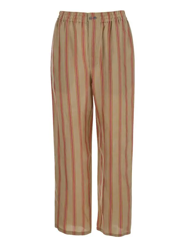 Saint Laurent Striped Cupro Pants With Elastic Waist - Multicolor