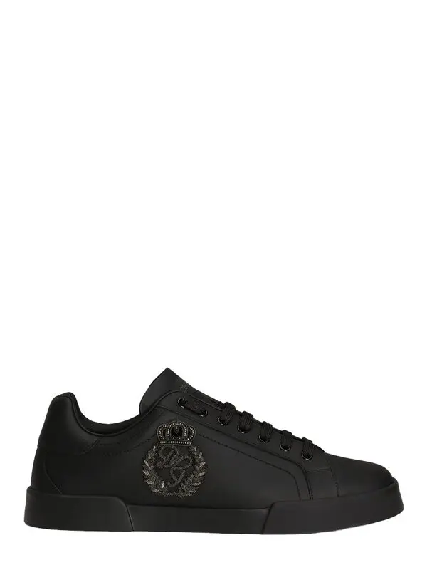 Dolce & Gabbana Low-top Sneakers With Logo Appliqu - Black