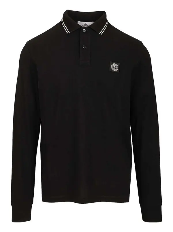 Stone Island Long-sleeved Polo Shirt - Black