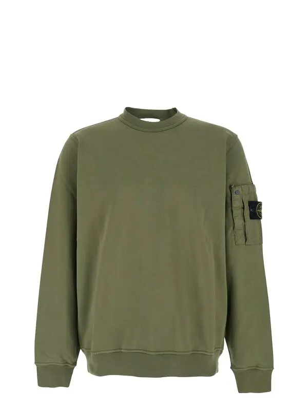 Stone Island Sweatshirt With Logo Patch - Green