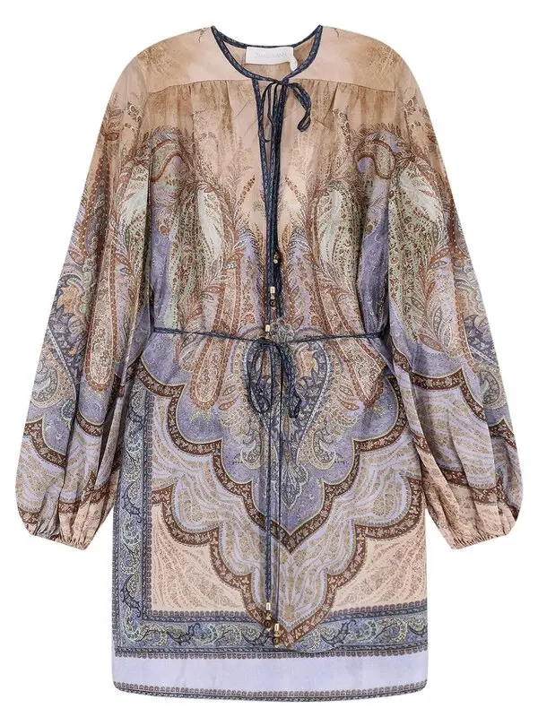 Zimmermann Wanderlust Tunic Silk Mini Dress - Multicolor
