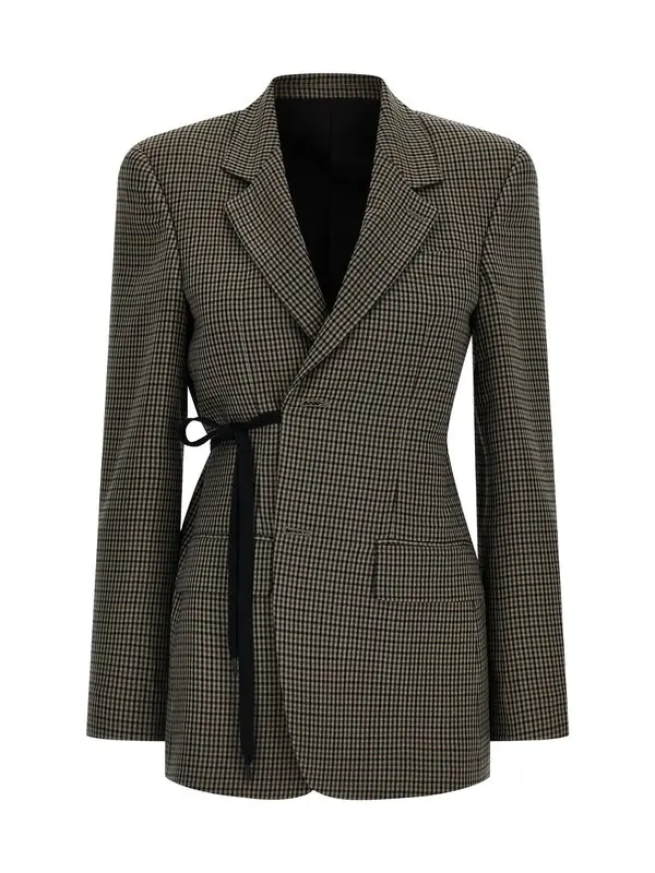 Balenciaga Wrap Tailored Check Print Blazer - Brown