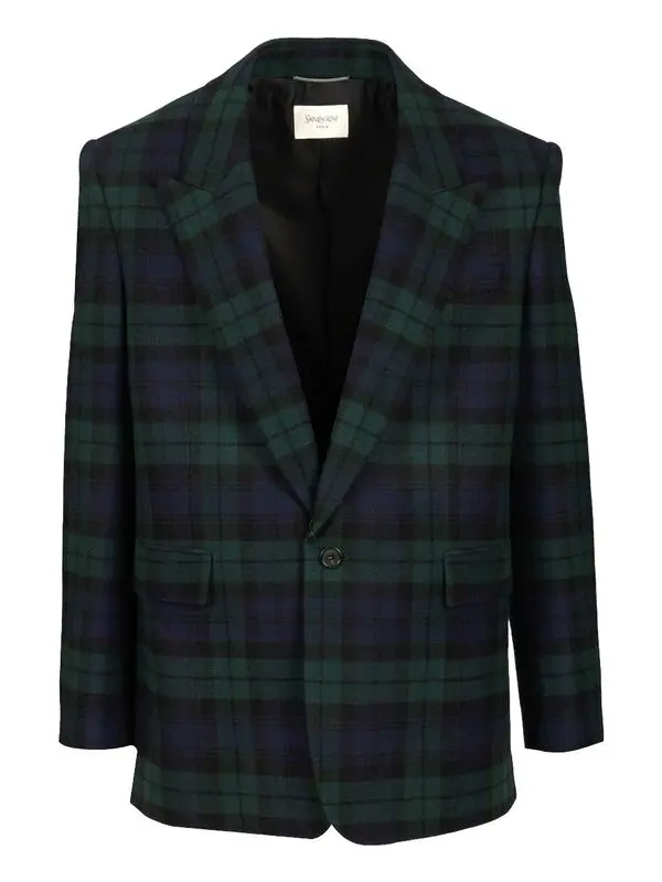 Saint Laurent Single-breasted Tartan Wool Jacket - Multicolor