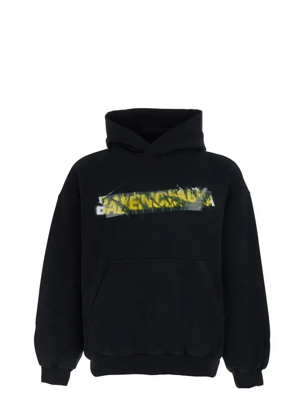 Balenciaga Oversized Logo Hoodie - Black