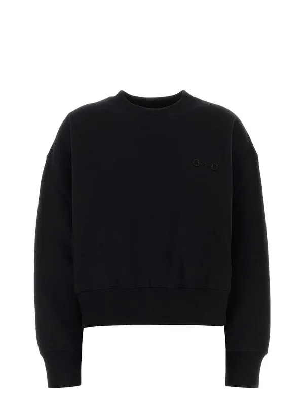 Gucci Cotton Sweatshirt With Embellished Logo - Black