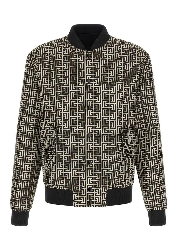 Balmain Monogram Reversible Bomber Jacket - Black