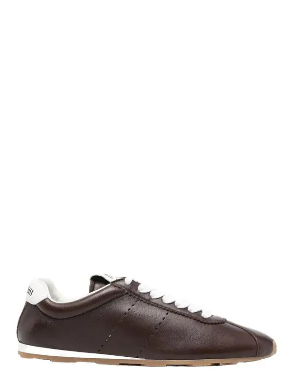 Miu Miu Lace-up Round Toe Sneakers - Brown