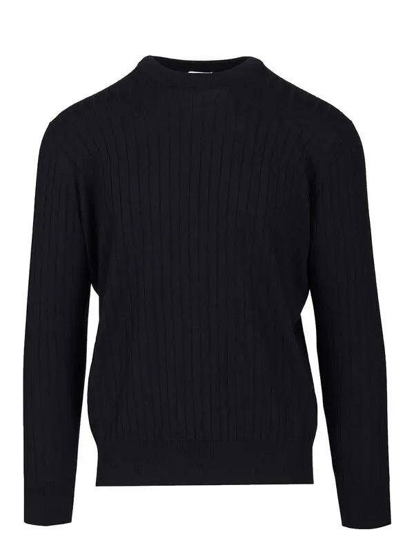 Bottega Veneta Ribbed Wool Crew Neck Sweater - Blue