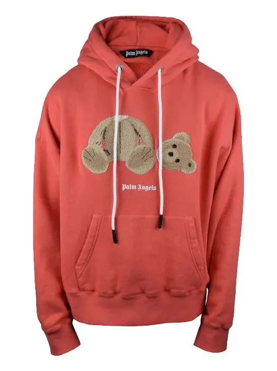 Palm Angels Teddy Bear Logo Hooded Sweatshirt - Pink