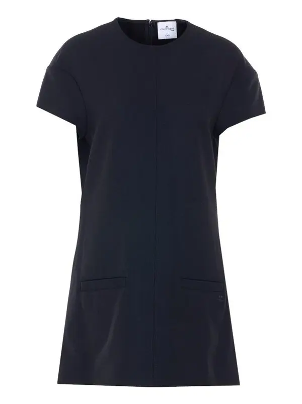 COURREGES Polywool Short-sleeve Dress - Black