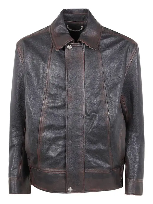 GOLDEN GOOSE Prince Nappa Leather Bomber Jacket - Blue