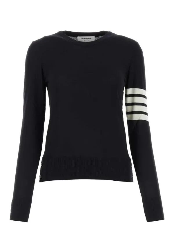 Thom Browne Midnight Wool Pullover Sweater - Blue