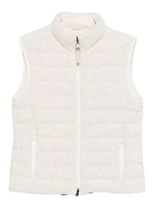 Brunello Cucinelli Sequined Zip Vest - Brown