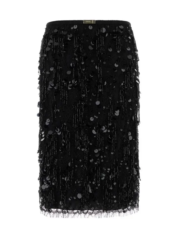 Gucci Lace Skirt With Sequins And Beading - Black