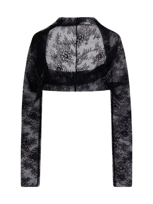 Alberta Ferretti Black Lace Top - Multicolor