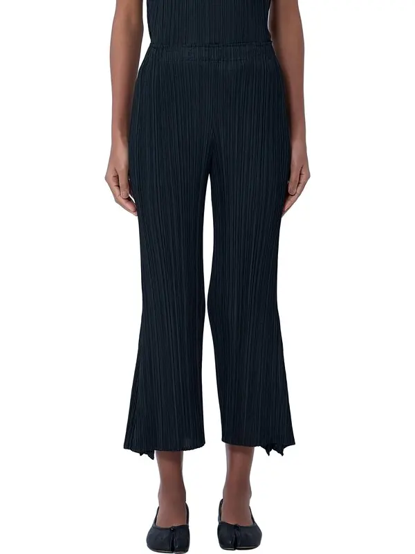 Issey Miyake Mid Rise Wide-leg Textured Weave Pleated Pants - Black