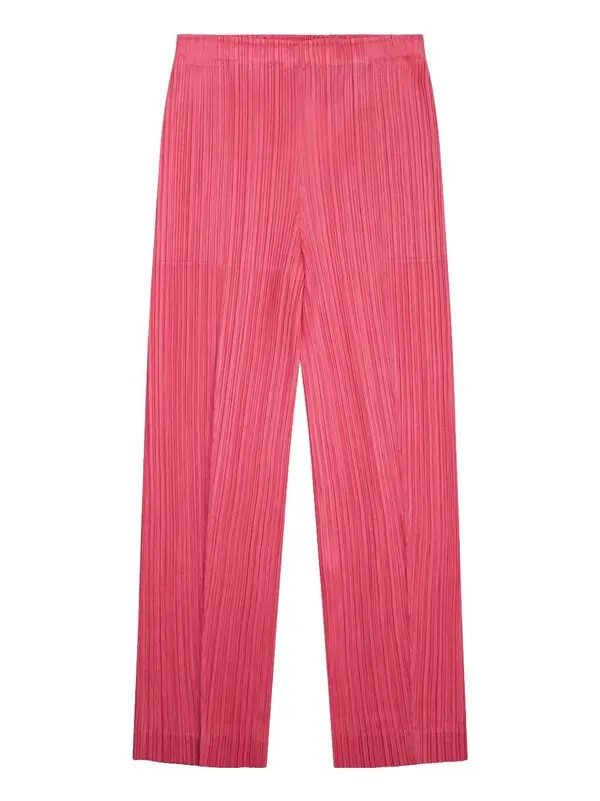 Issey Miyake Mid Rise Wide-leg Textured Weave Pleated Pants - Pink