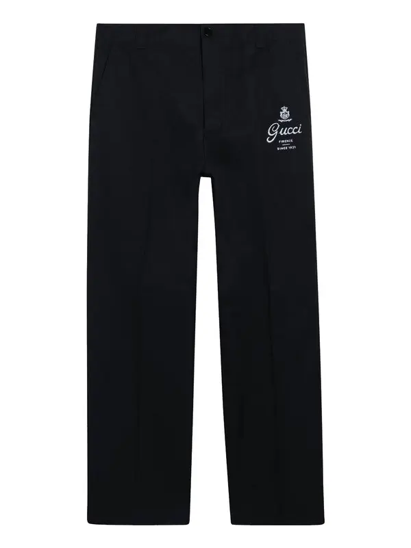 Gucci Cotton Trousers With Logo Print - Blue