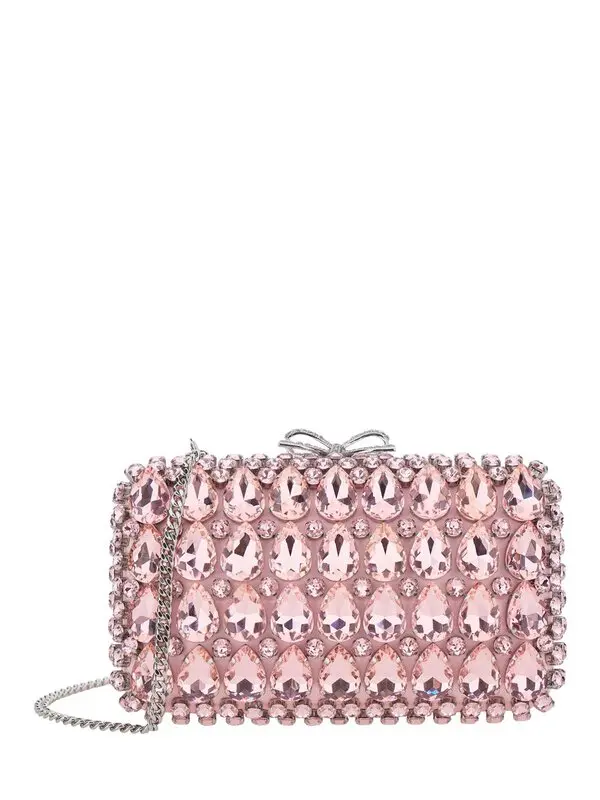SELF-PORTRAIT Embellished Satin Clutch Bag With Crystals - Multicolor