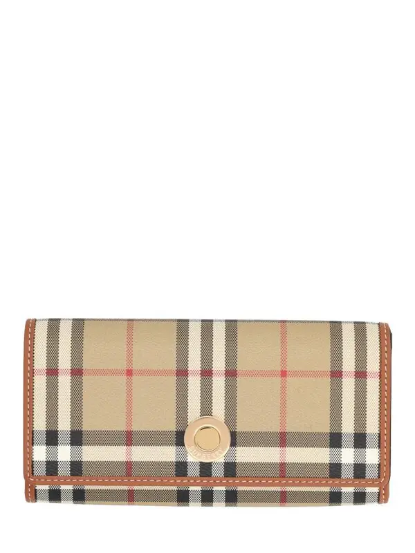 Burberry Continental Wallet Check Pattern Leather - Cream