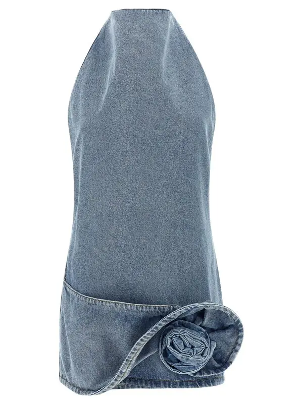Magda Butrym Denim Dress With Flower Detail - Blue
