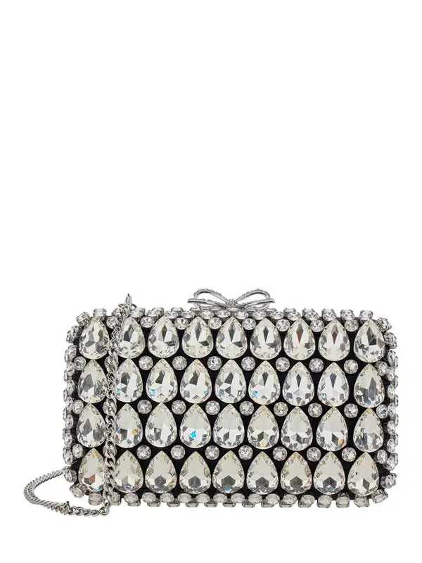 SELF-PORTRAIT Embellished Satin Clutch Bag - Multicolor