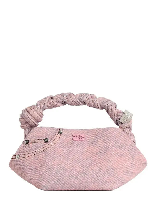 GANNI Bou Mini Bag In Denim With Braided Top Handle - Pink