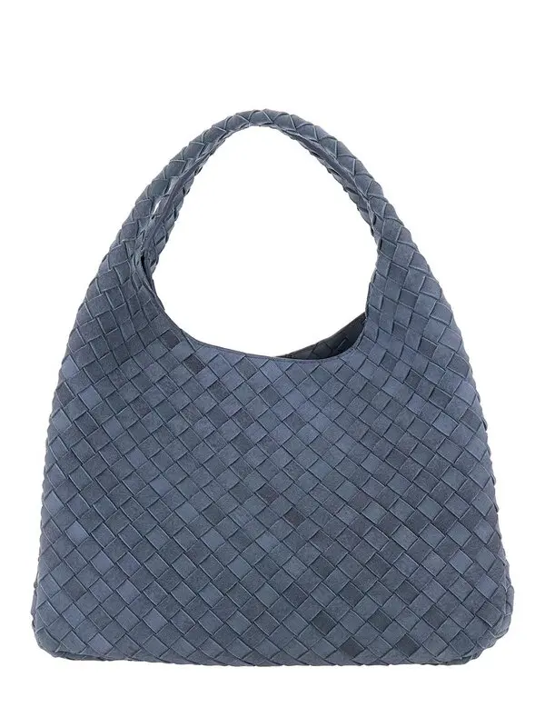 Bottega Veneta Blue Suede Intreccio Shoulder Bag - Multicolor