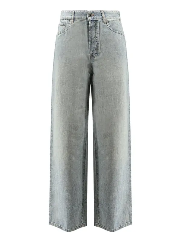 Miu Miu Cotton Jeans With Embroidered Logo - Multicolor