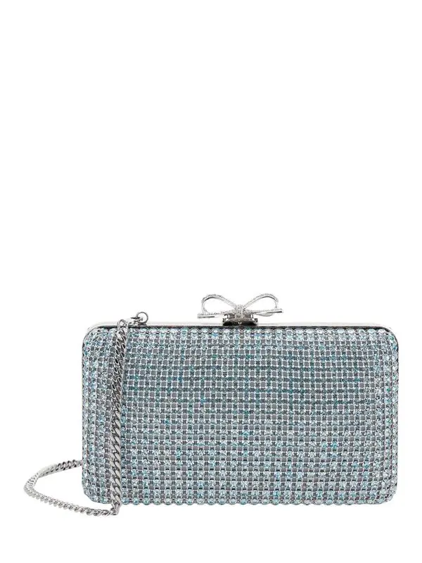 SELF-PORTRAIT Crystal Chainmail Clutch With Bow Clasp - Multicolor