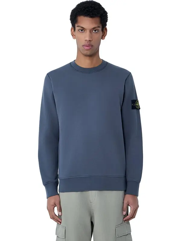 Stone Island Long-sleeve Cotton Sweatshirt With Logo Patch - Gray