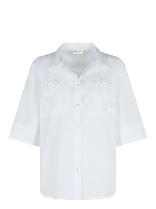 P.a.r.o.s.h Cotton Shirt With Embellished Pockets - White