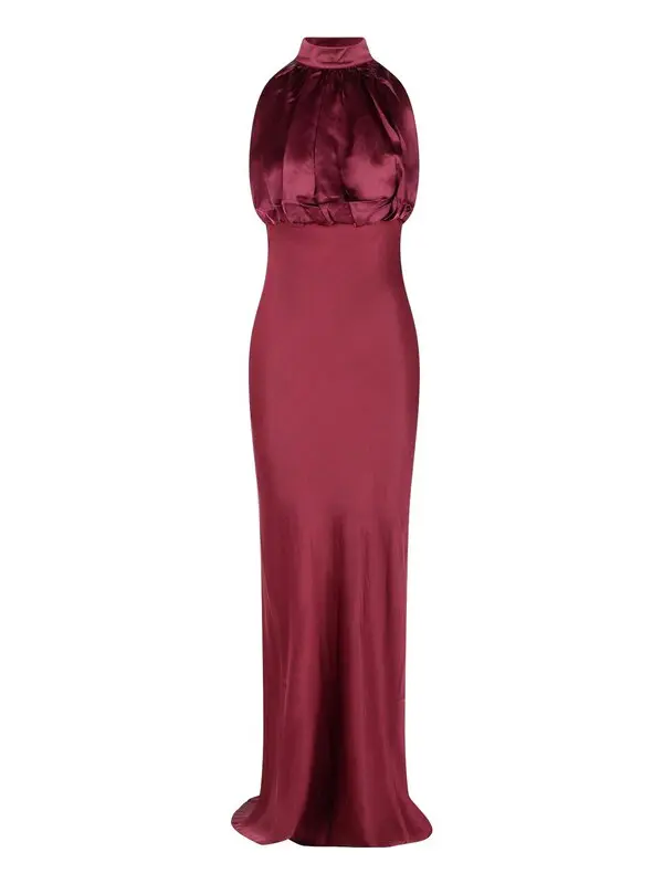 ROTATE BY BIRGER CHRISTENSEN Burgundy Silk Dress - Multicolor