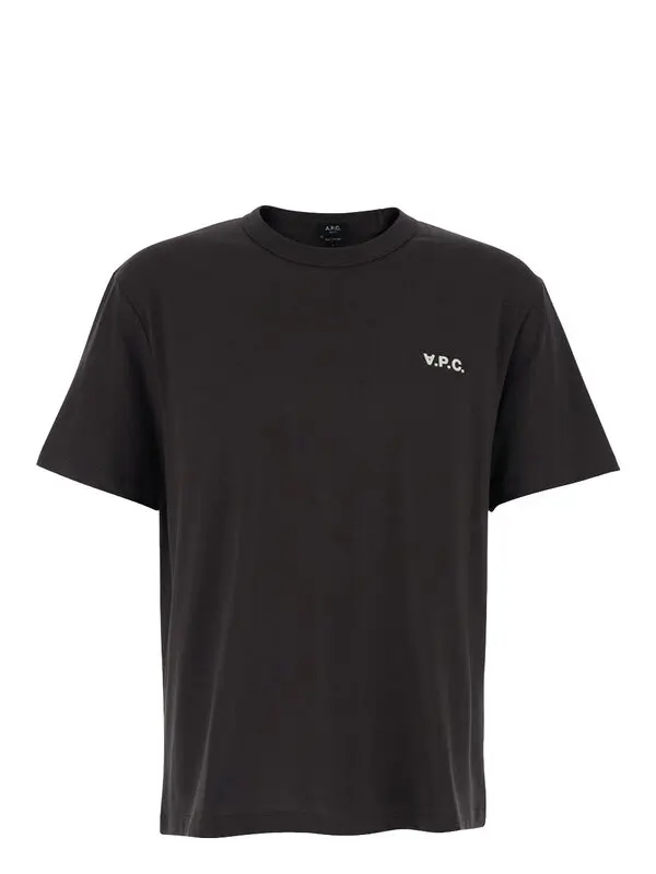 A.p.c. Cotton Crewneck T-shirt With Front Logo - Brown
