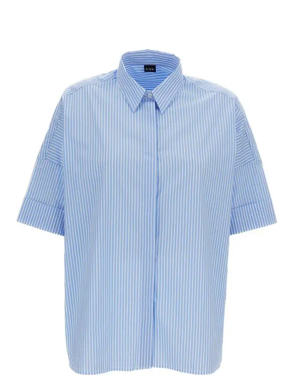 FAY Striped Stretch Cotton Poplin Shirt - Multicolor