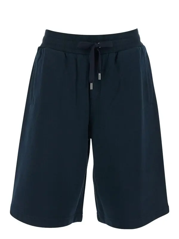 Dolce & Gabbana Blue Cotton Bermuda Shorts With Logo Detail - Multicolor