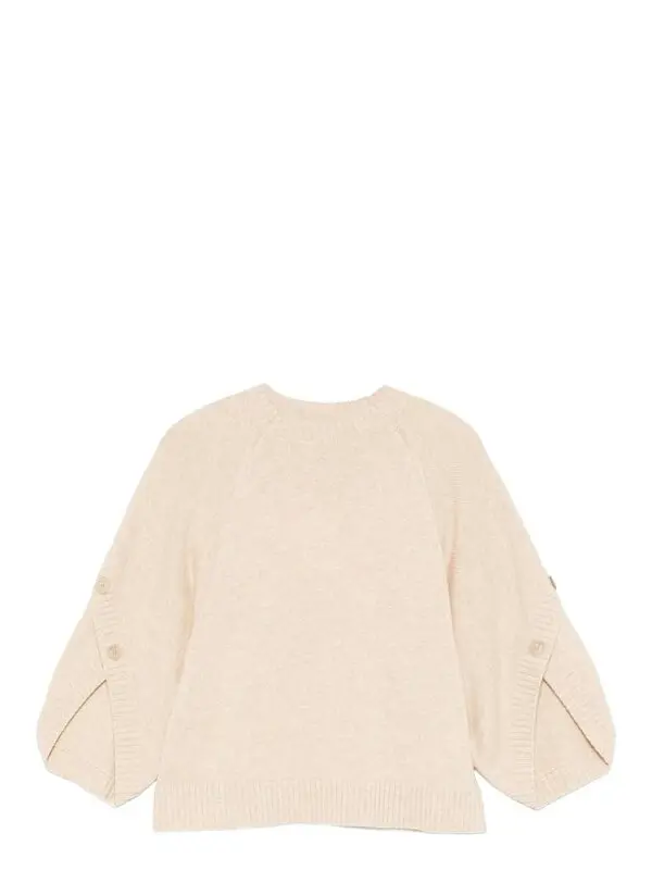 Max Mara Cashmere Wool Blend Crew Neck Knit Sweater - Cream