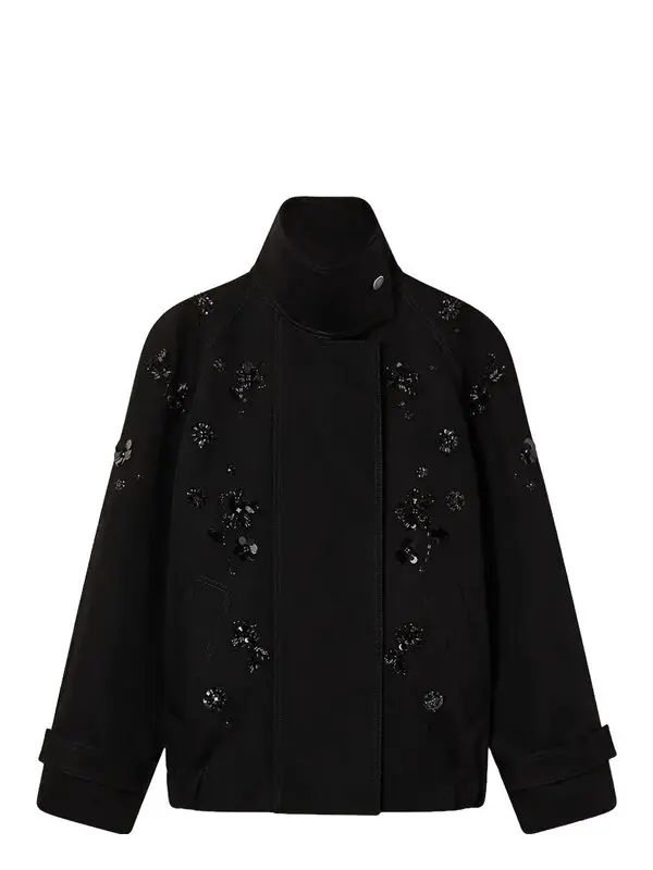 GOLDEN GOOSE Embroidered Cotton Trench Coat - Black