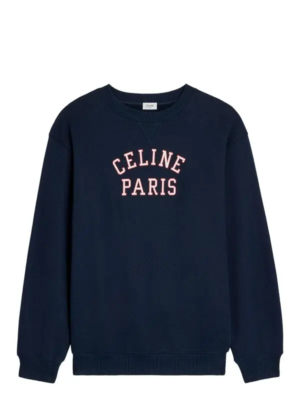 Celine Cotton Sweater With Front Lettering Logo - Multicolor